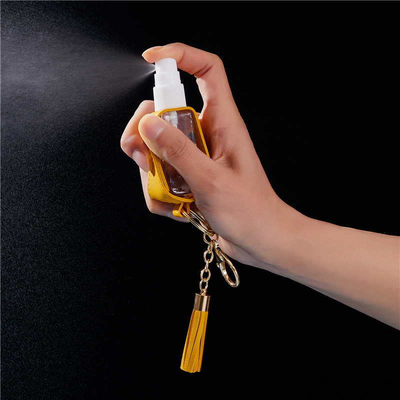 【LIFE】Portable Hand Sanitizer Holder Leather Key chain Alcohol Spray ...