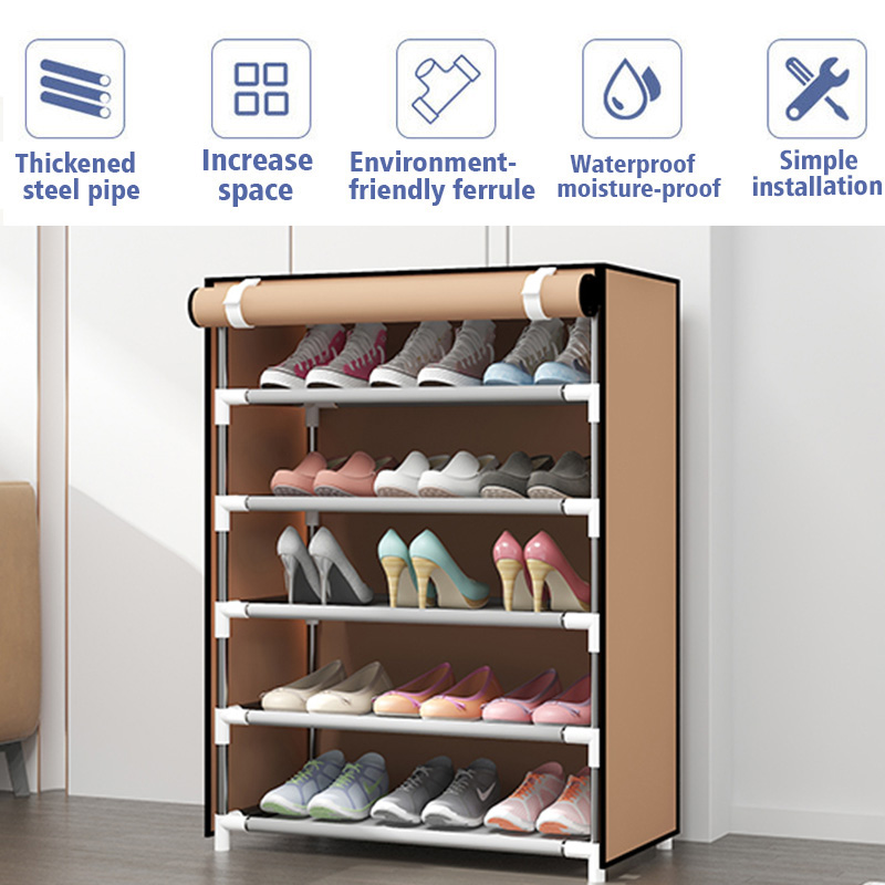 6-9 Layer Dustproof Shoe Rack Home Use Space Saving Easy Assemble ...