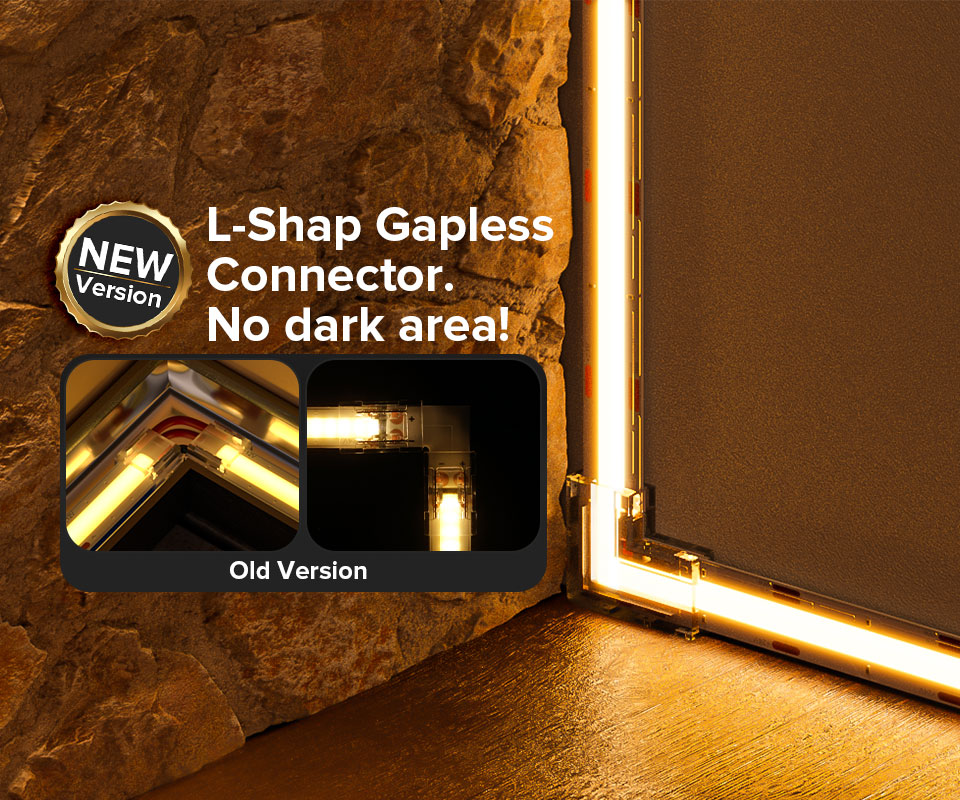 BTF-LIGHTING 2pin/3pin/4pin L-shaped connector FCOB Led light strip ...