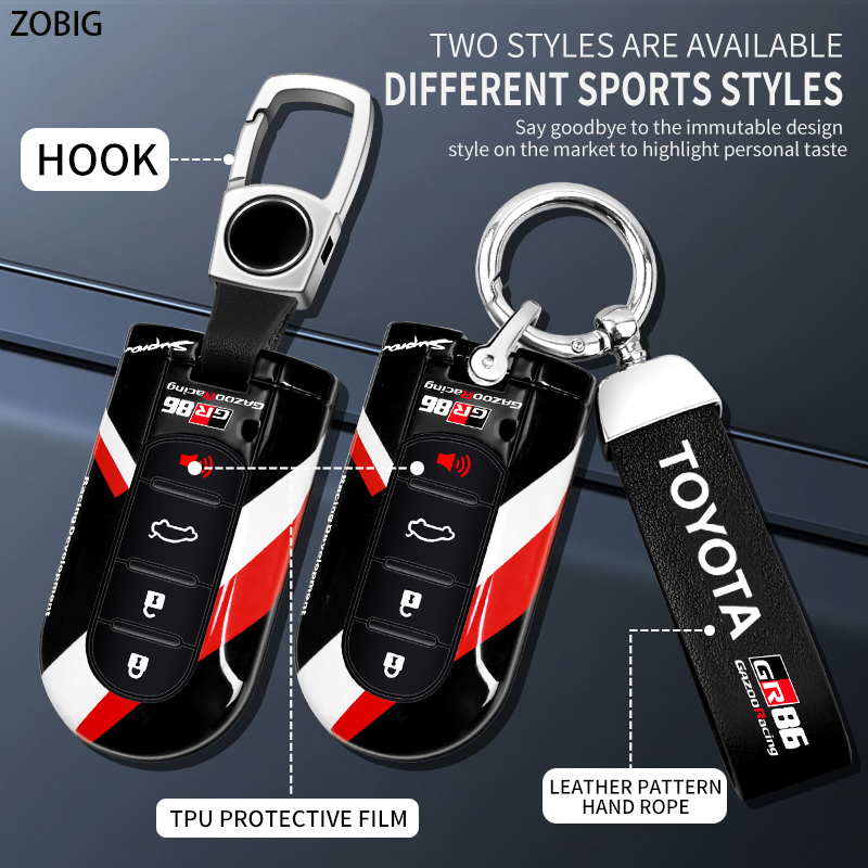 ZOBIG Racing Style ABS Key Fob Cover for Toyota Car Key Case Shell with ...