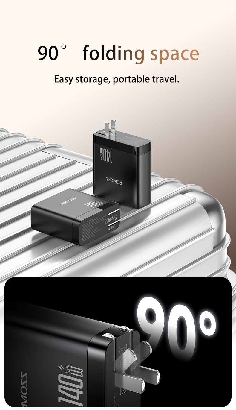 Romoss Ac140h Three Port Adapter 140W Fast Charge Dual Type-C And USB ...
