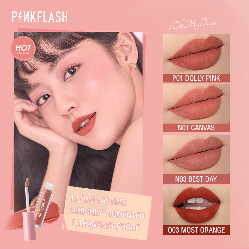 PINKFLASH 3 PCS Lip Set Matte Liquid Soft VE Moisturizing Lipstick Long ...