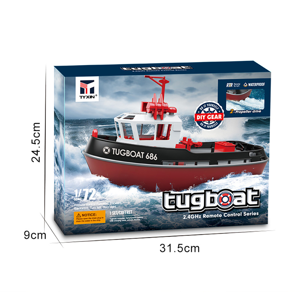 TYXIN 686 RC Remote Control Tugboat 1/72 Mini Electric Boat Water Toy ...