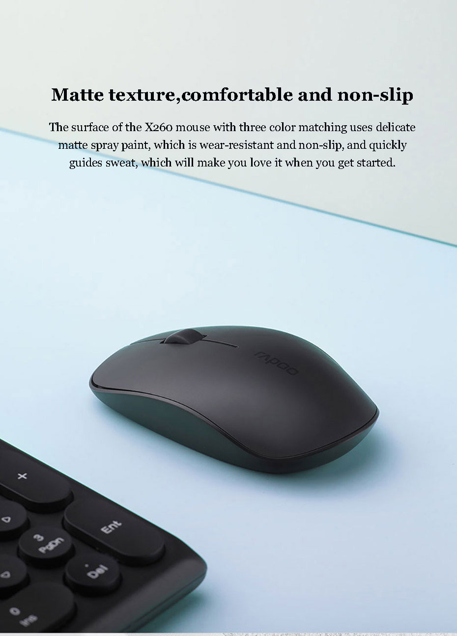 RAPOO X260/X260S Slim Wireless Keyboard and Mouse Set with Round ...