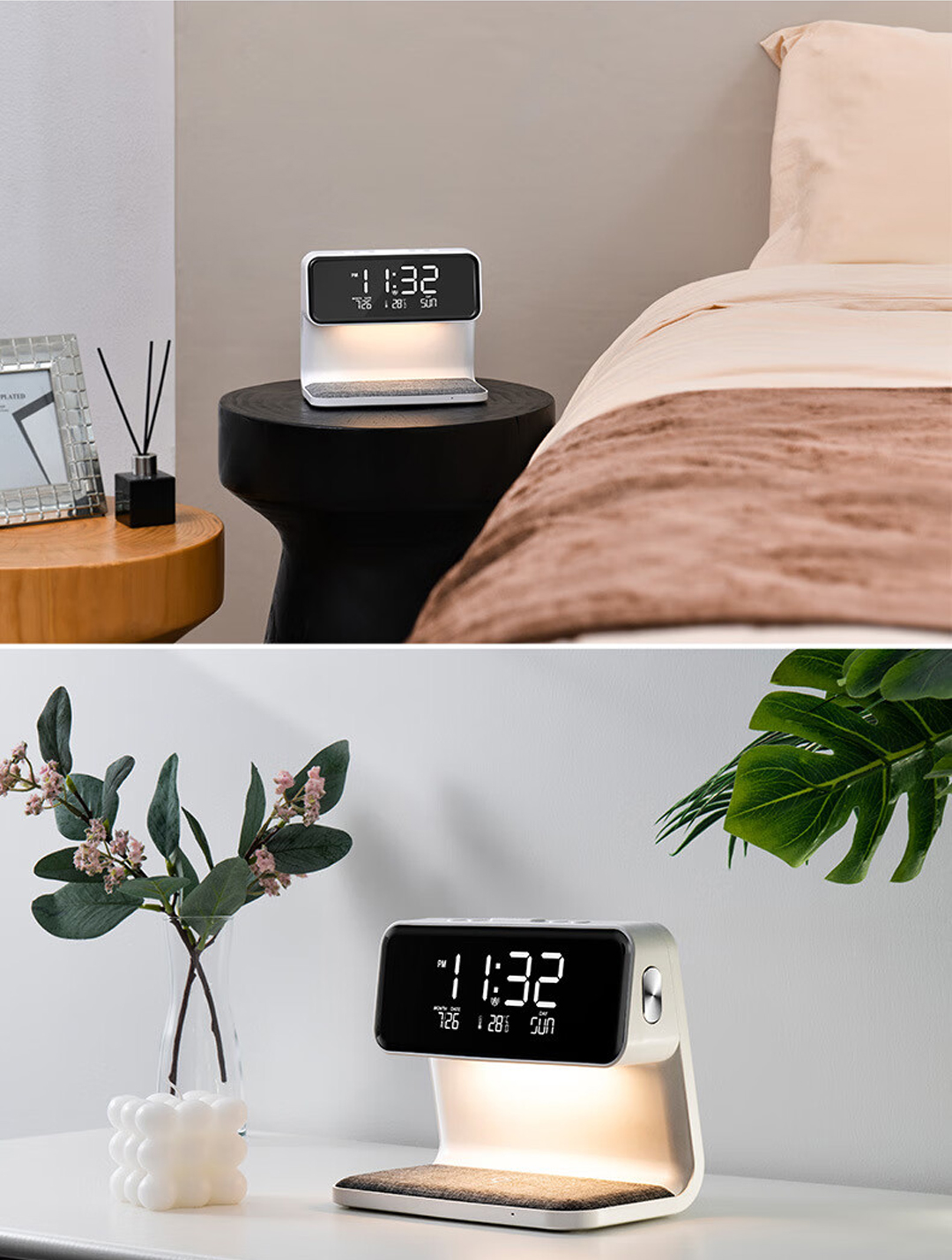 Wireless Charging Bedside Lamp With Three Levels Of Dimming, Time ...