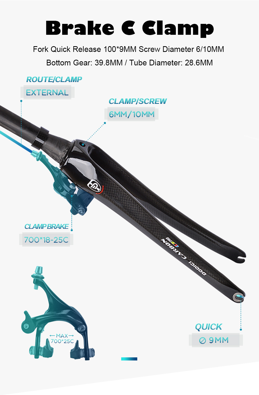 Dodici Full Carbon Fiber Road Front Fork 700C Spinal Canal Front Fork ...