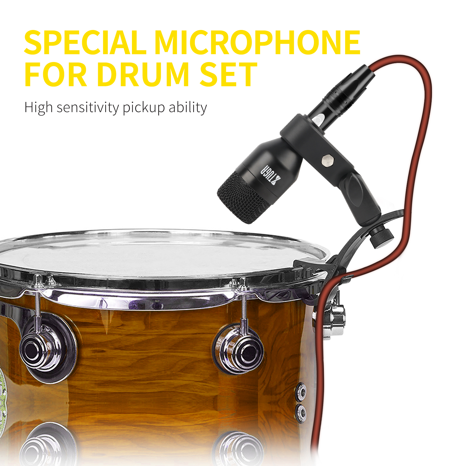 XTUGA Instrument Microphone DI7 7-Piece Dynamic Drum Microphone Kit ...