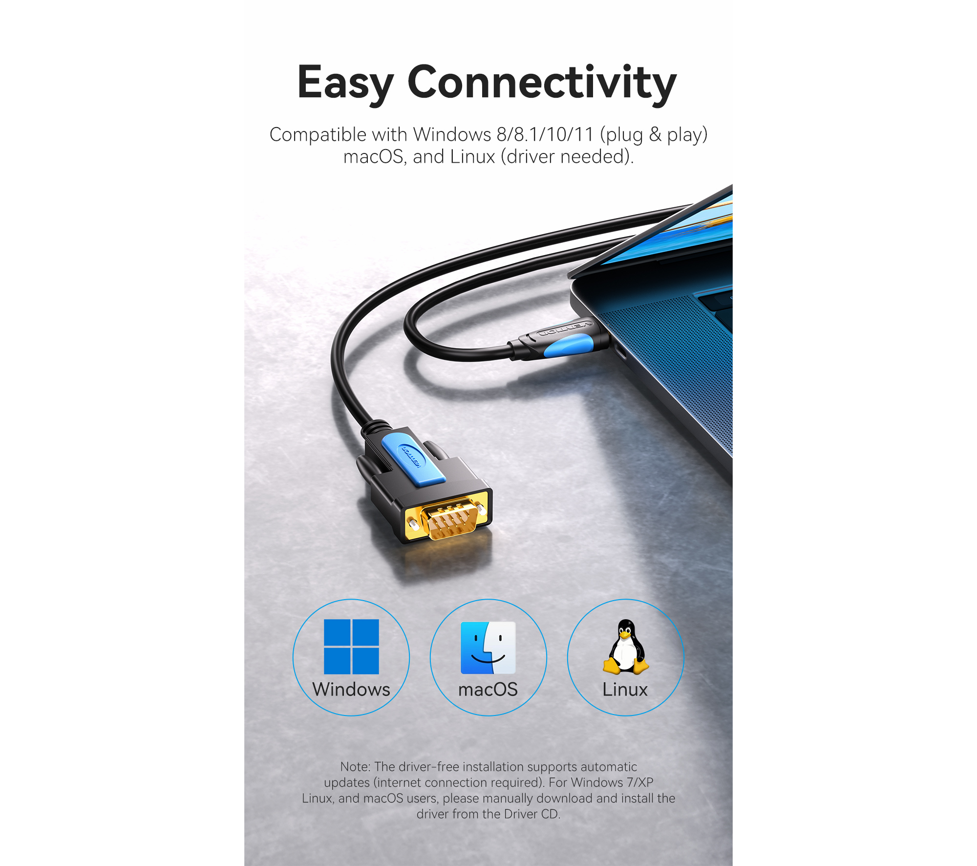 Vention USB to RS232 Serial Converter Female Adapter Cable 1Mbps ...