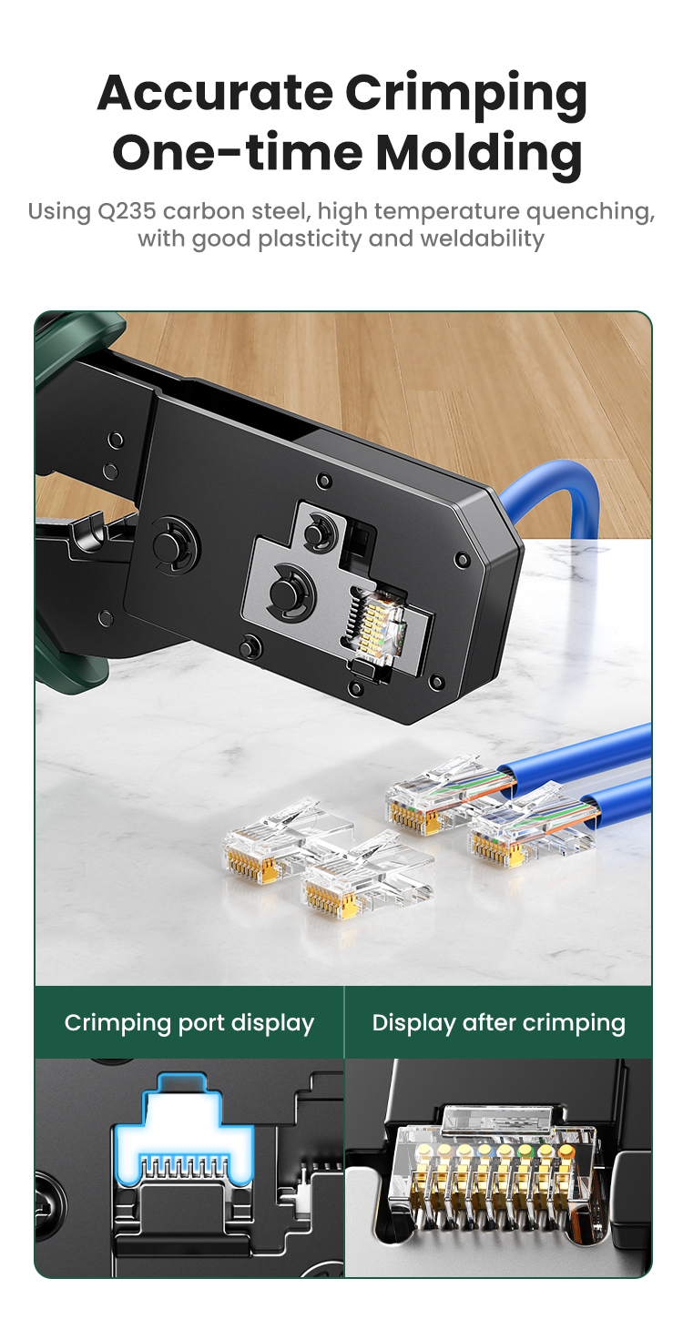 UGREEN 3 in 1 Multifunctional Crimping Cutting Stripping Network Cable Pliers For Cat 6 6A 7 8 ...