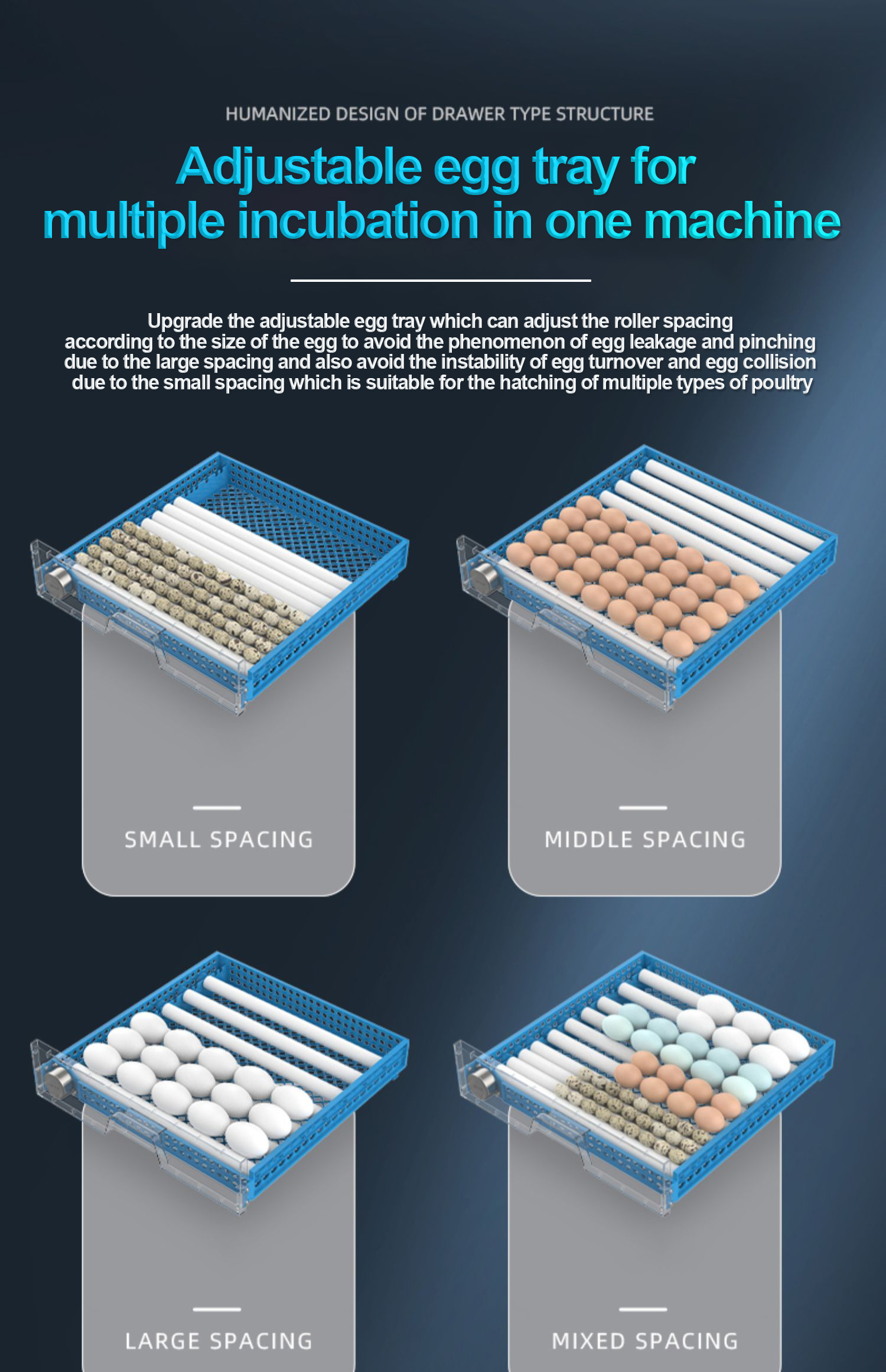 56-300 Egg incubator fully automatic Drawer type incubator All-in-one hatching temperature ...