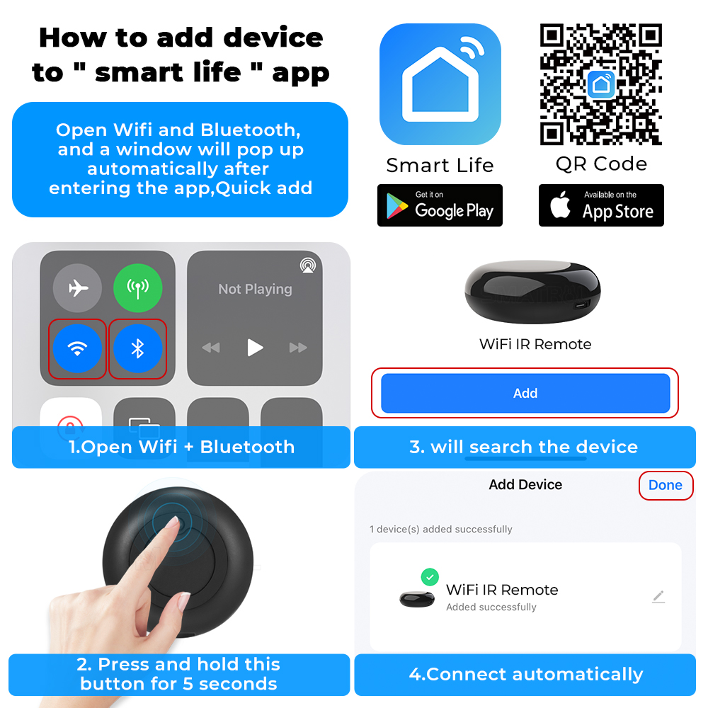 ROVF Wi-Fi Smart IR Universal Remote Control S09/S08 for Tv Aircon ...