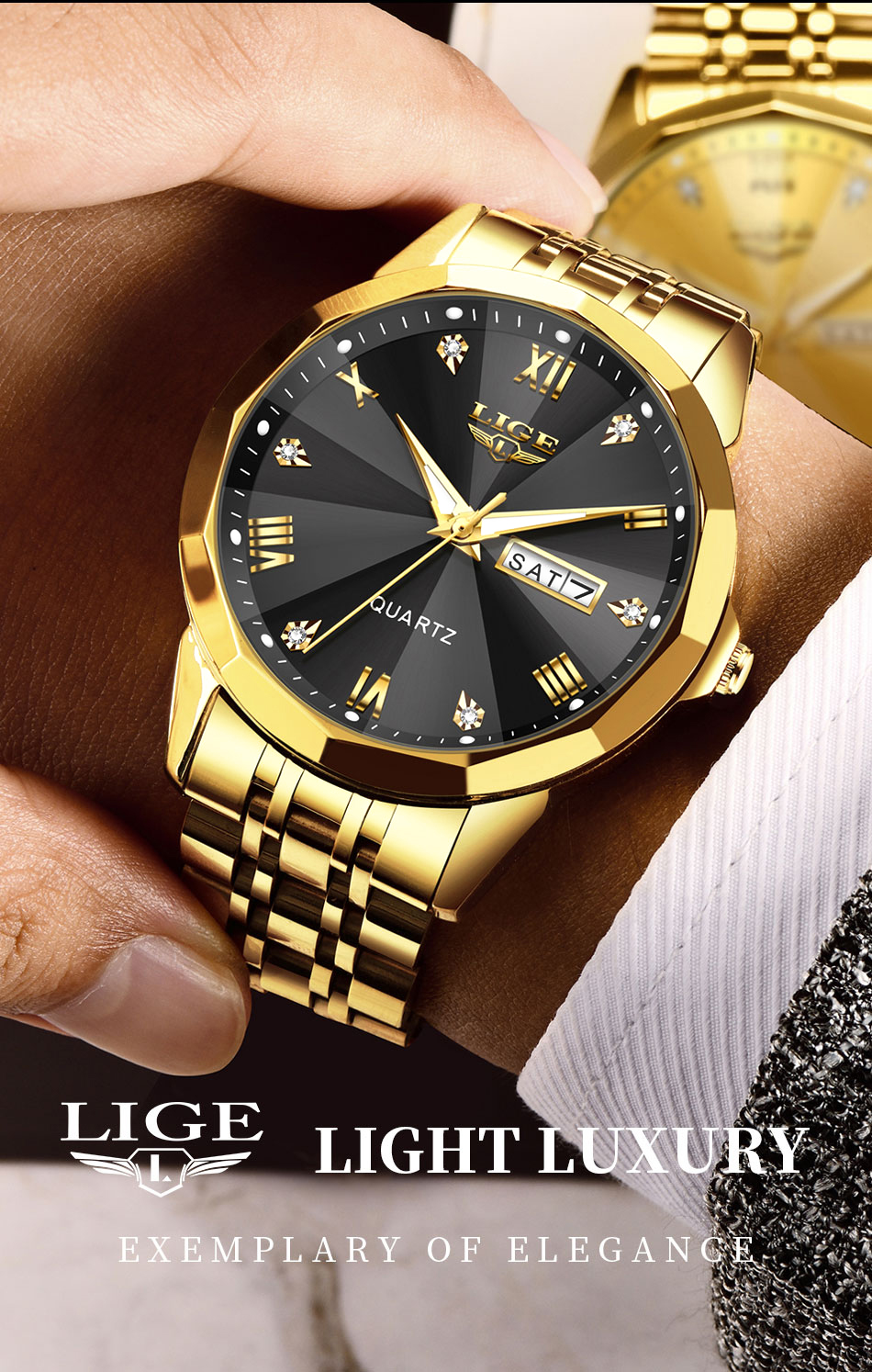 LIGE Official Quartz Steel Watch Original Couple Classics Design Full ...