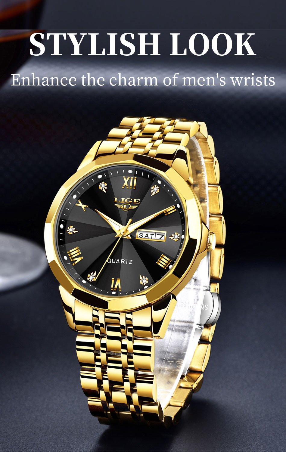 LIGE Official Quartz Steel Watch Original Couple Classics Design Full ...
