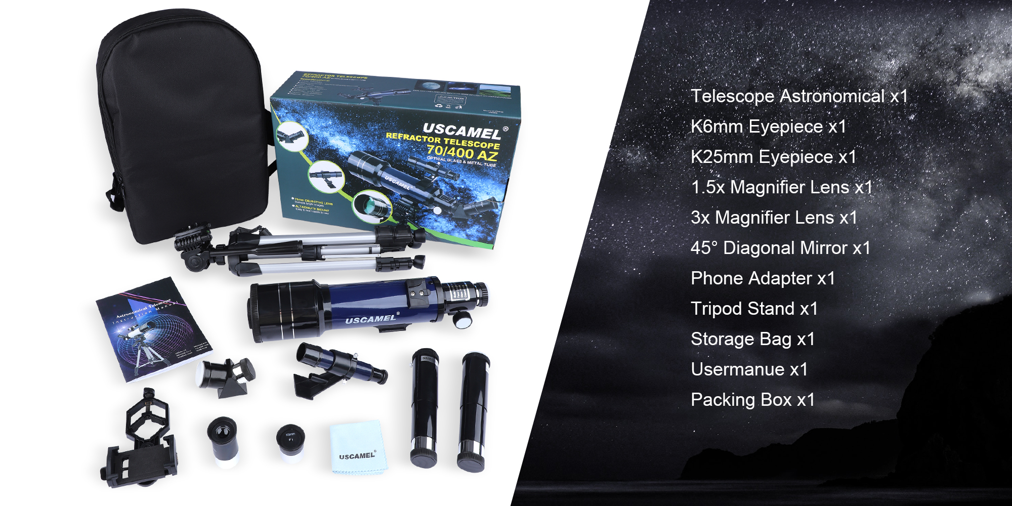 Uscamel Telescope Astronomical 200x Professional Hd F40070m Shopee