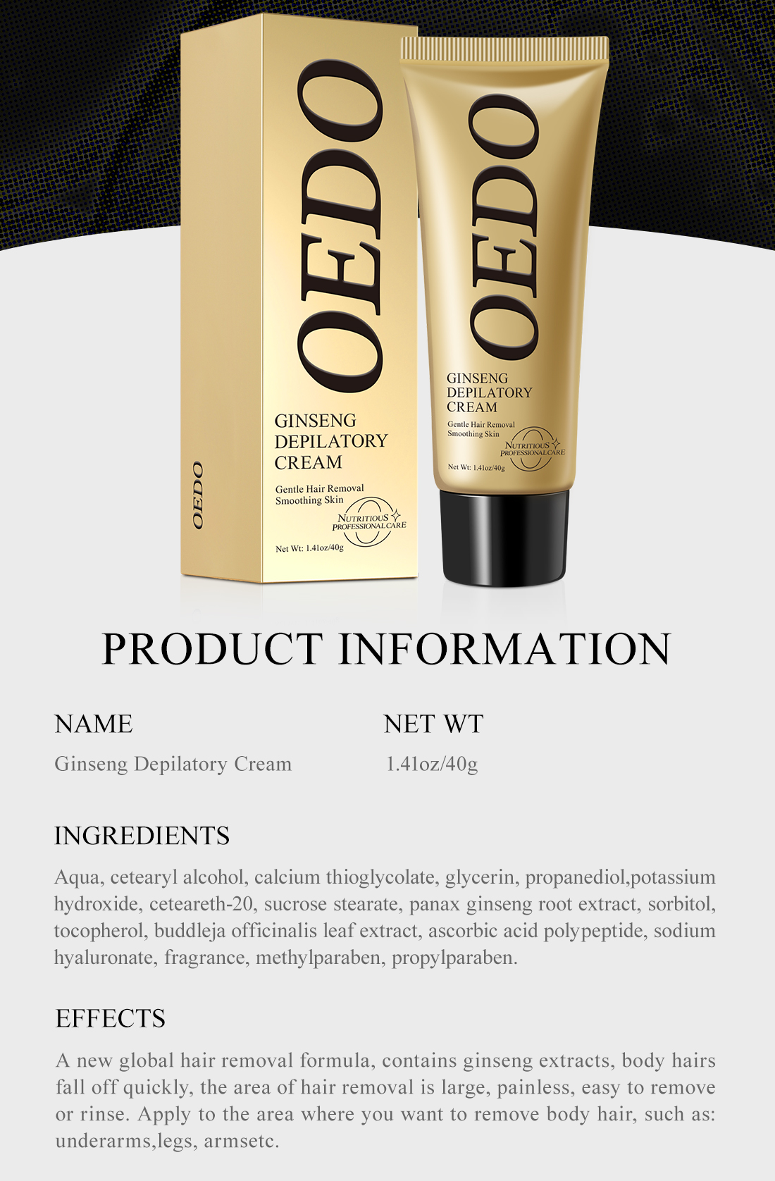 OEDO Ginseng Body Hair Removal Cream Painless for Men And Women Hand ...
