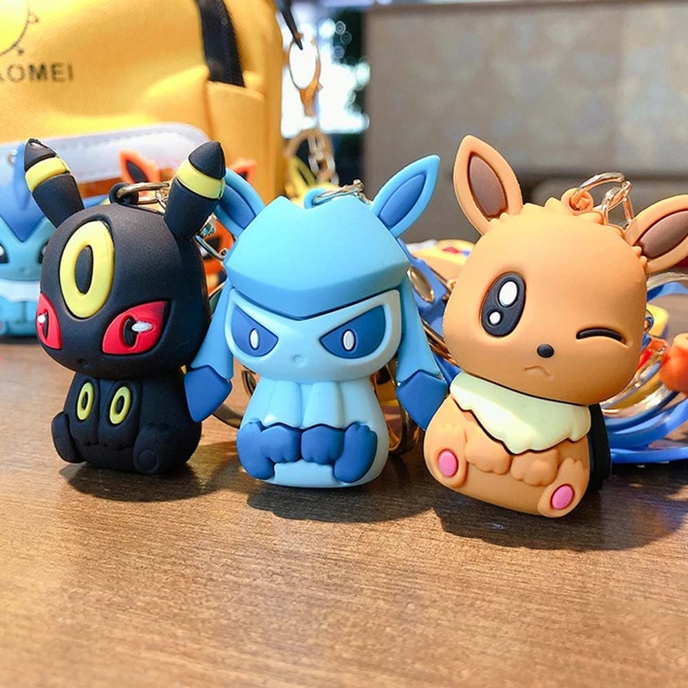 11Styles Eevee Keychain Pokemon Figure Doll Pvc Pendant Car Bag ...