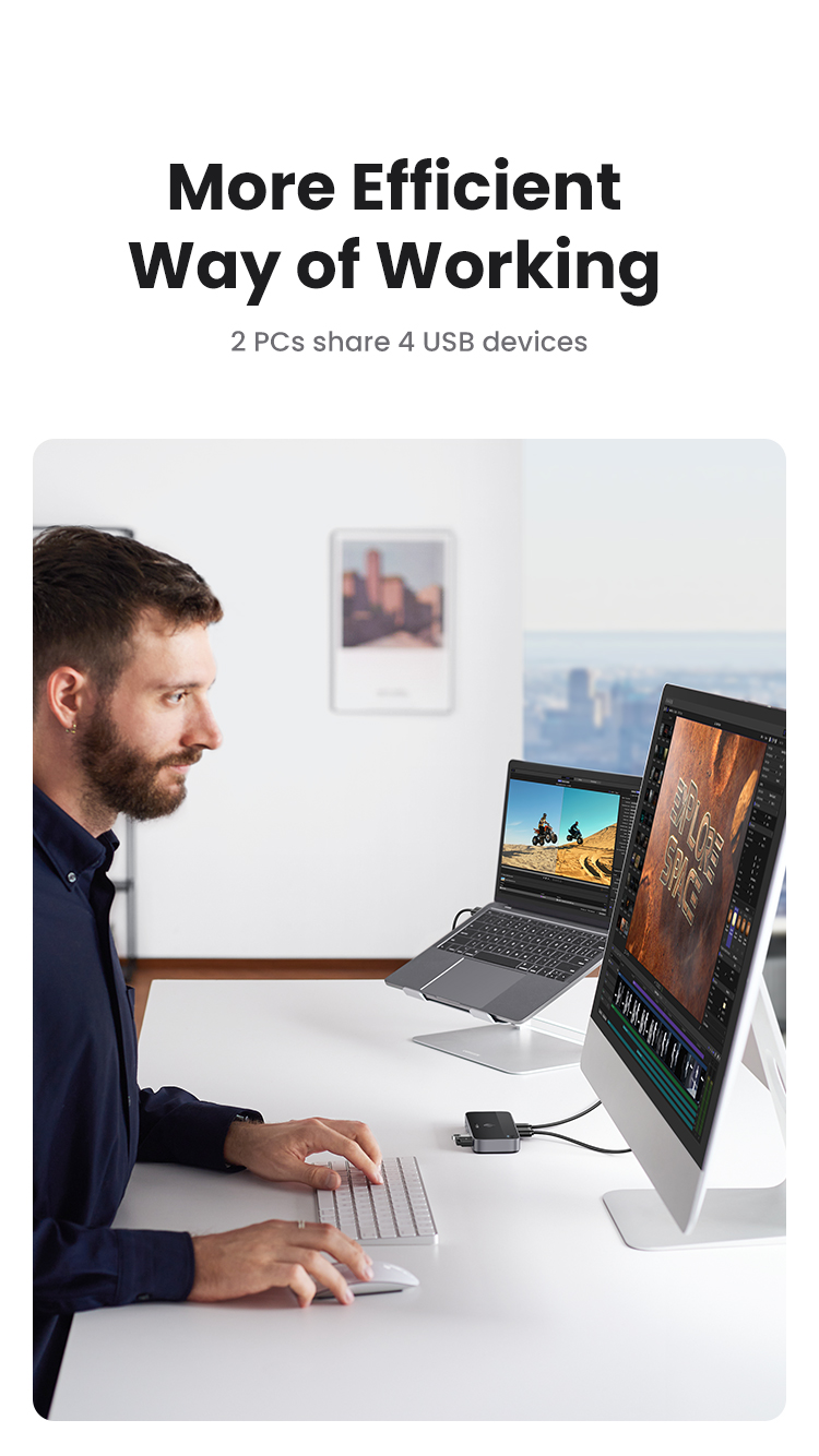 Ugreen Usb Kvm Switch Usb 3 0 Switcher Kvm Switch For Pc Keyboard Mouse Printer 2 Pcs Sharing 4