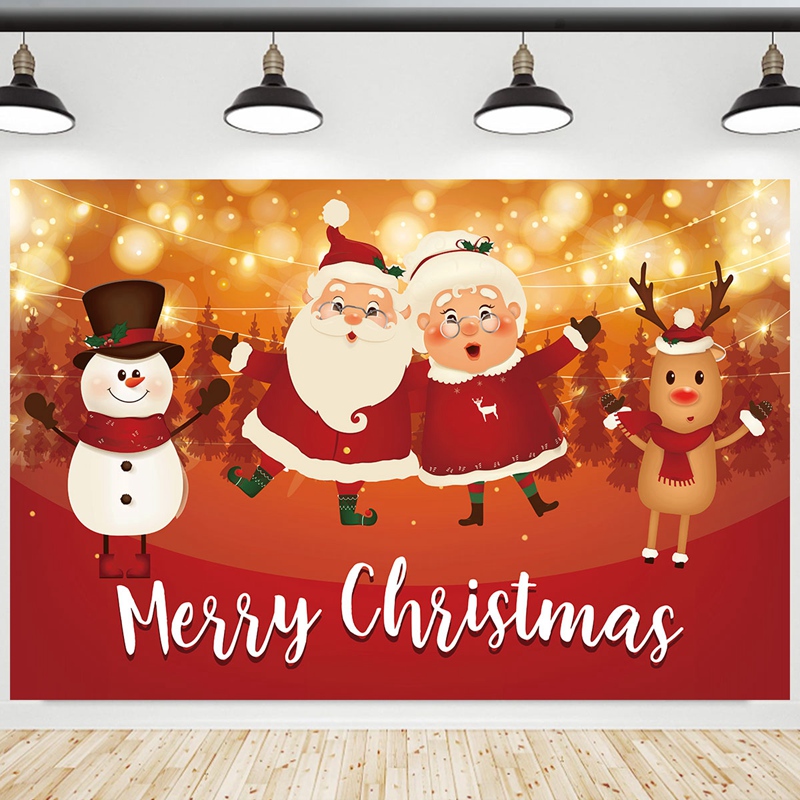 【Large Size】 Merry Christmas Backdrop Santa Claus Photo Background Wall ...
