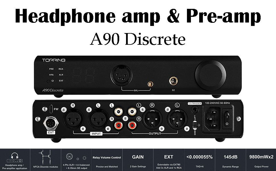 Topping A90D A90 Discrete Fully Balanced desktop HIFI Preamp Headphone ...