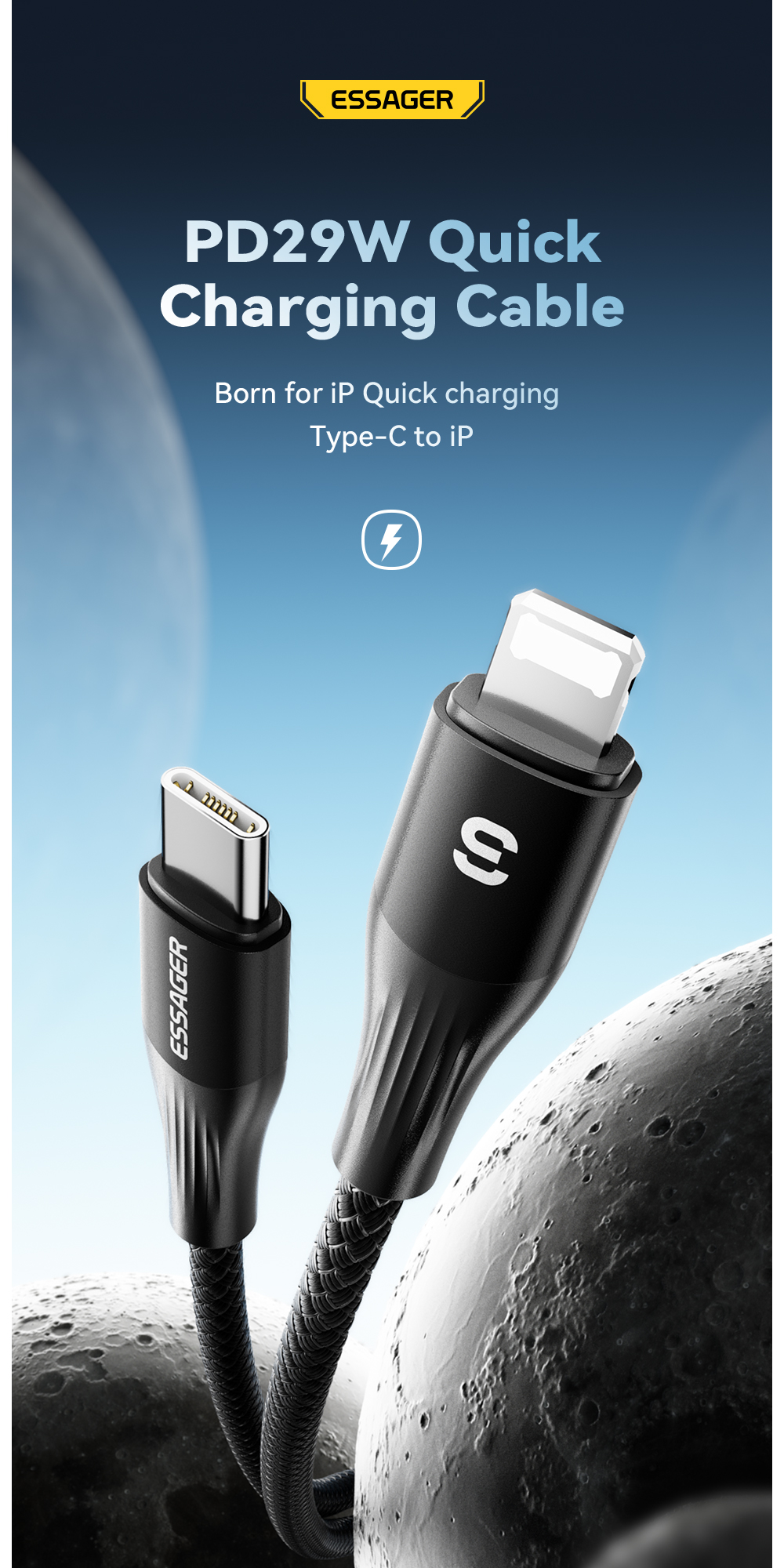 ESSAGER USB C to Cable For 14 13 12 11 pro Max XS 29W Fast Charging PD ...