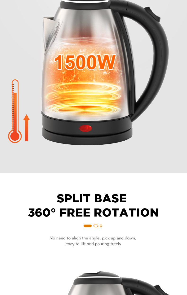 Dreepor 2L Stainless Steel Electric Kettle Hot kettle Water Kettle ...