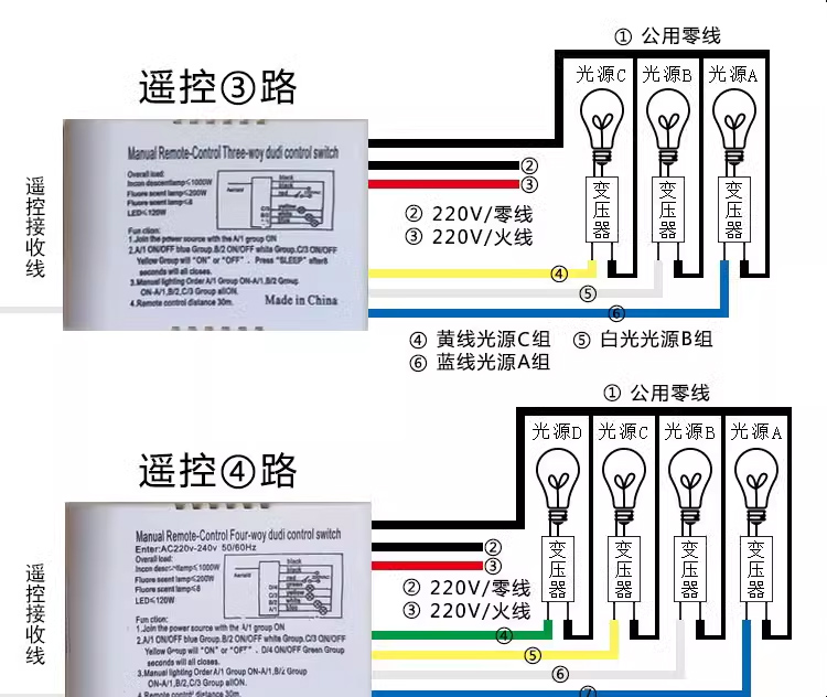 LED wireless remote control digital intelligent segmented switch one ...