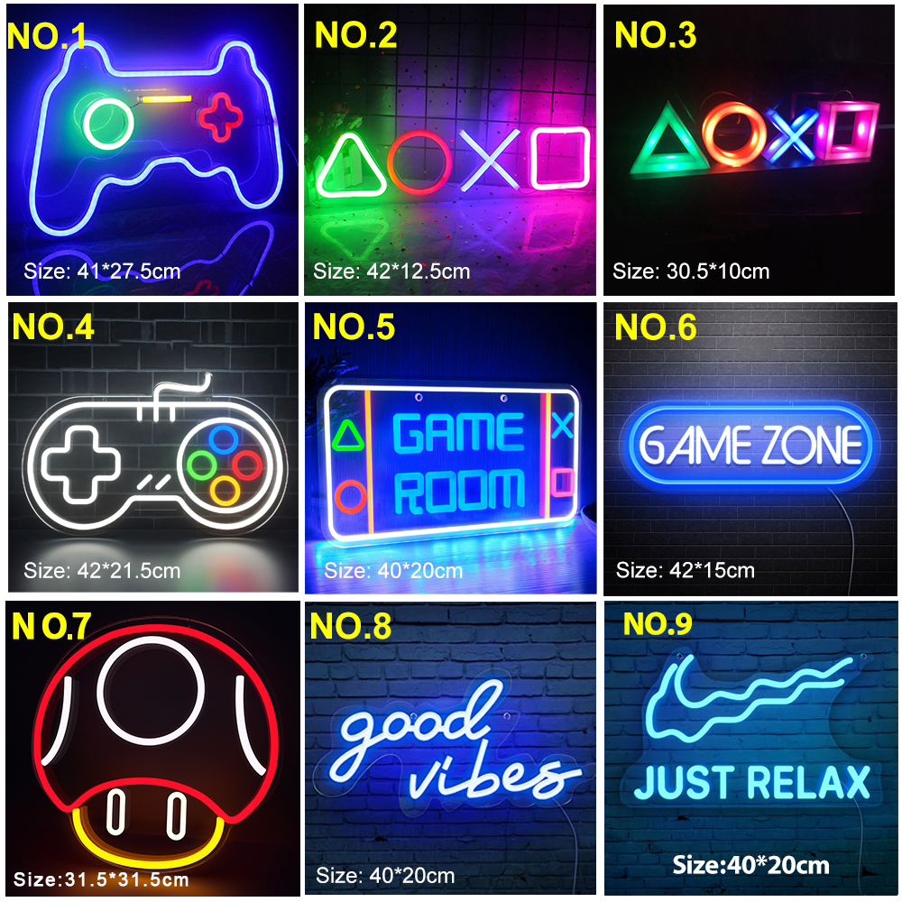 Game Led Neon Lights Sign Wall Hanging Game Room Decor Aesthetic Just ...