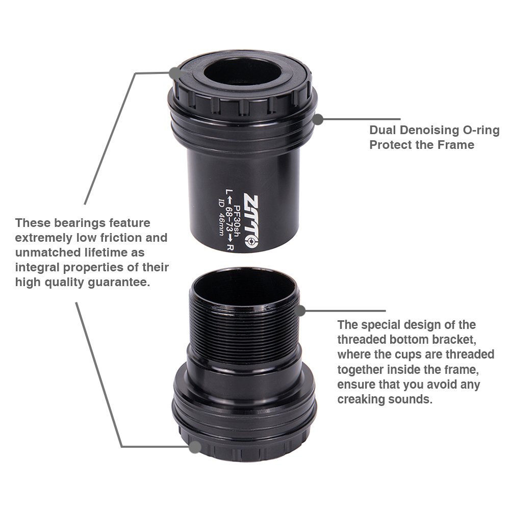 ZTTO Bottom Brackets Pf30 24mm Press Fit Ceramic Thread Lock System Bicycle 46mm for MTB Road ...