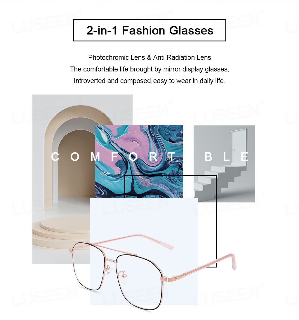 LUSEEN Eyewear Anti Radiation Eyeglass For Women Men Photochromic ...