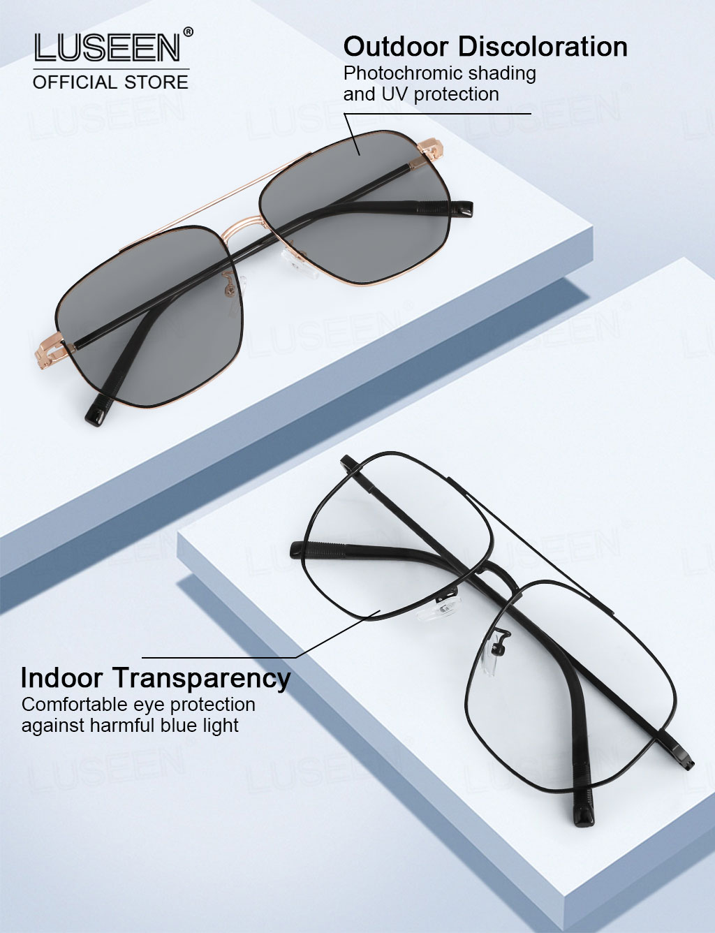 LUSEEN Anti Rad Photochromic Eyeglass Anti Blue Light Eyewear Ati ...