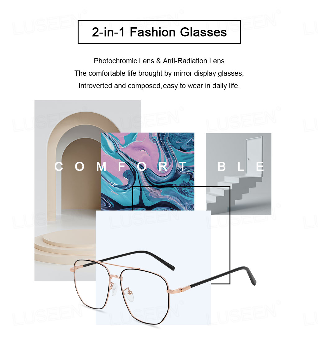 LUSEEN Anti Rad Photochromic Eyeglass Anti Blue Light Eyewear Ati ...