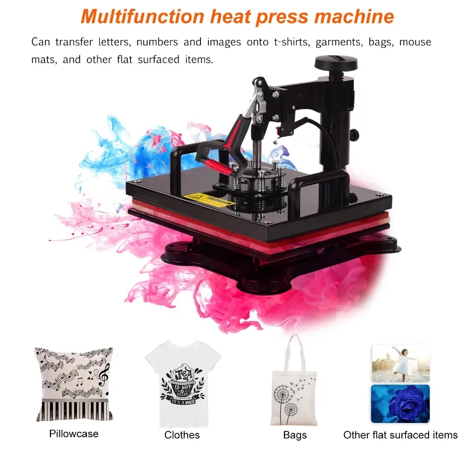 6 In 1 Combo Heat Press Machine Flatbed Cap Plate Mug T-Shirt Bottle ...