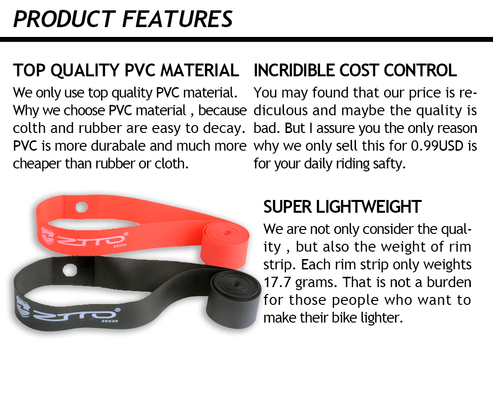 ZTTO 1 Pair MTB Road Bike Bicycle PVC Rim Tapes rim Strips Tape For 20 ...