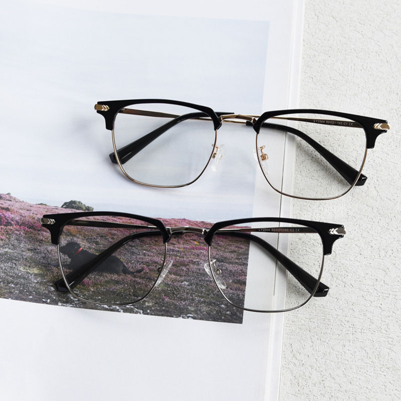 Fashion Titanium Alloy Half Frame Glasses Artistic Eyebrow frame ...