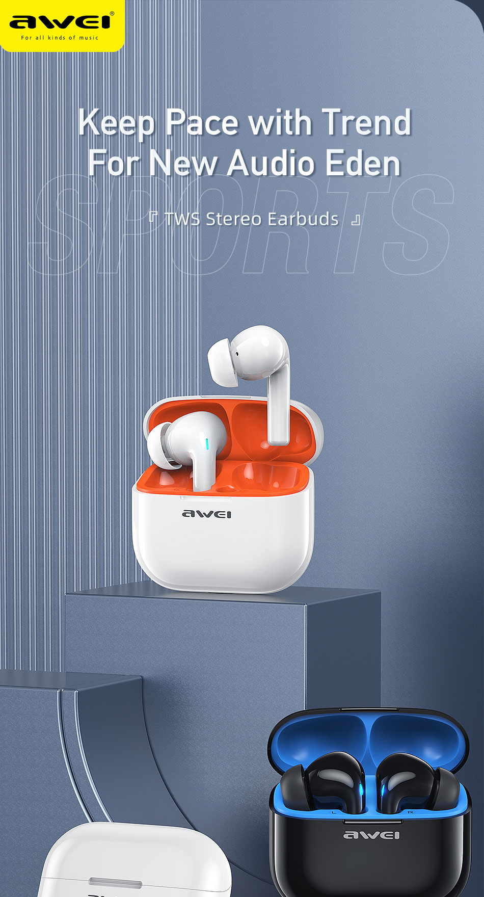 Awei T1 Pro Wireless Blutooth Earbuds HIFI Stereo Touch Control IPX6 ...
