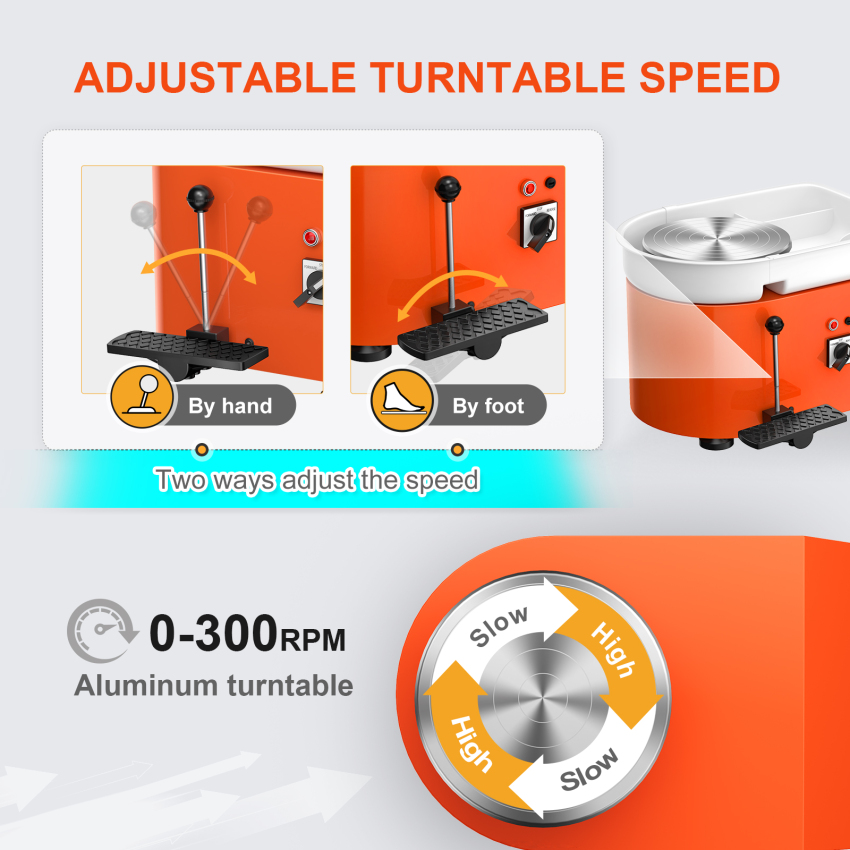 Electric Pottery Wheel Machine 350W With Foot Pedal Ceramic Work Clay ...