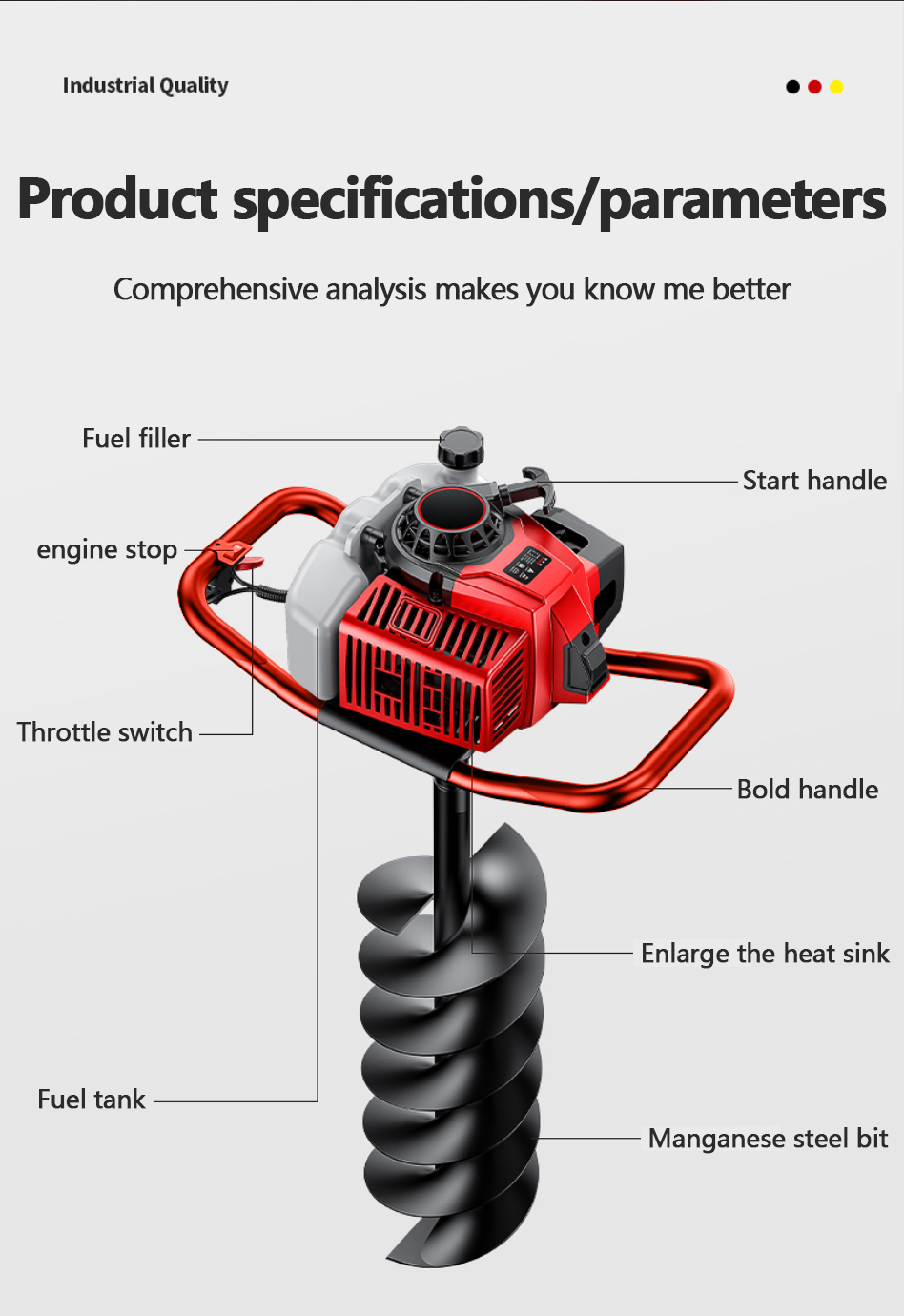 Earth Ground Auger Drill Machine Engine 2 Stroke 4HP with FREE Drill ...