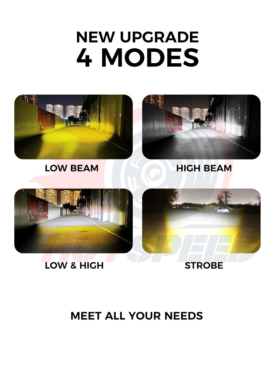 Hotspeed Mini Driving Light 4 Modes Led Headlight For Motorcycle 60w