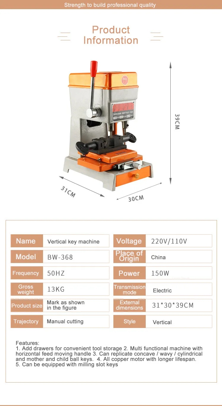 Key copying cutting Drill Machine 368A key Duplicating machine Portable ...