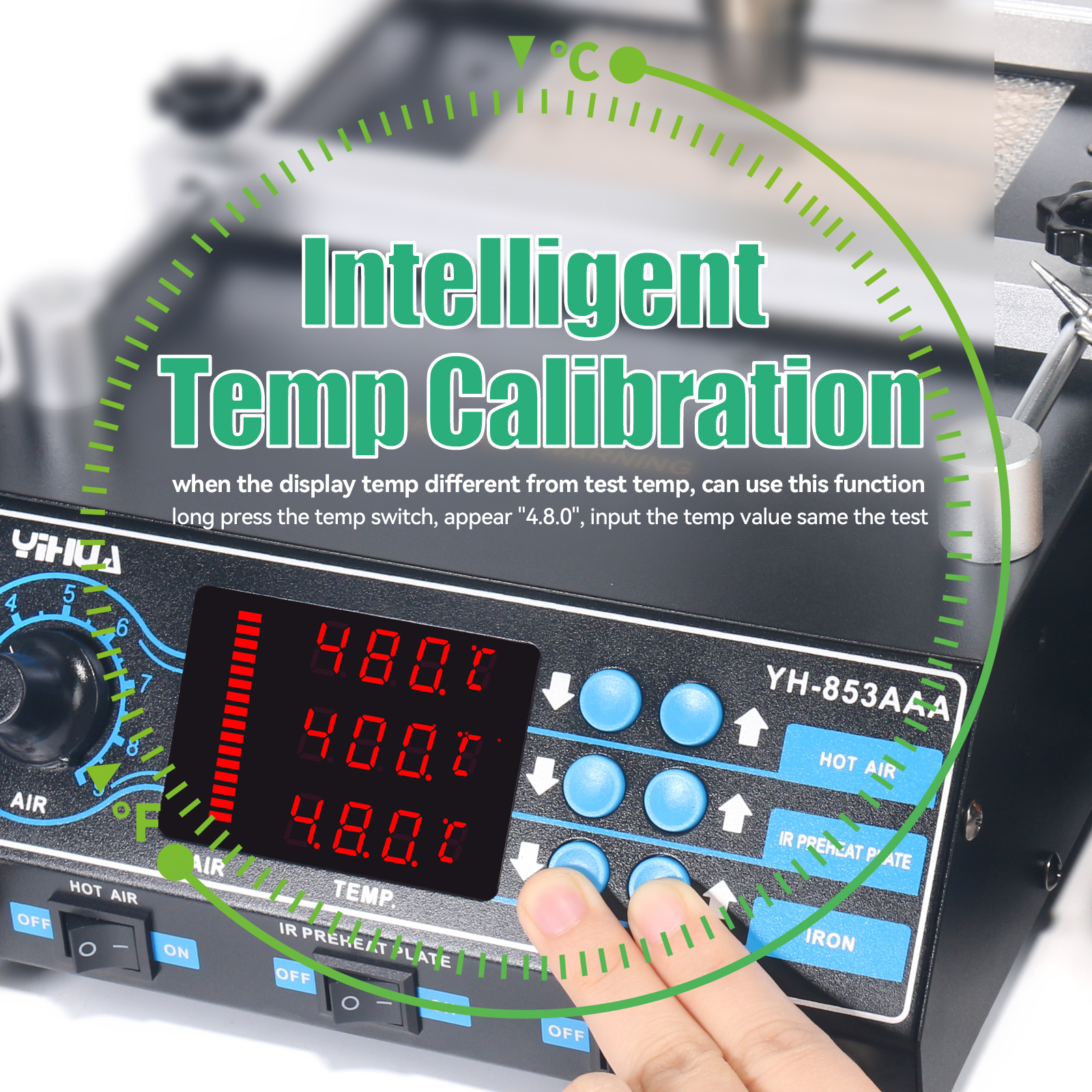 YIHUA 853AAA 1200W 3 in 1 Soldering Station Preheater BGA Rework ...