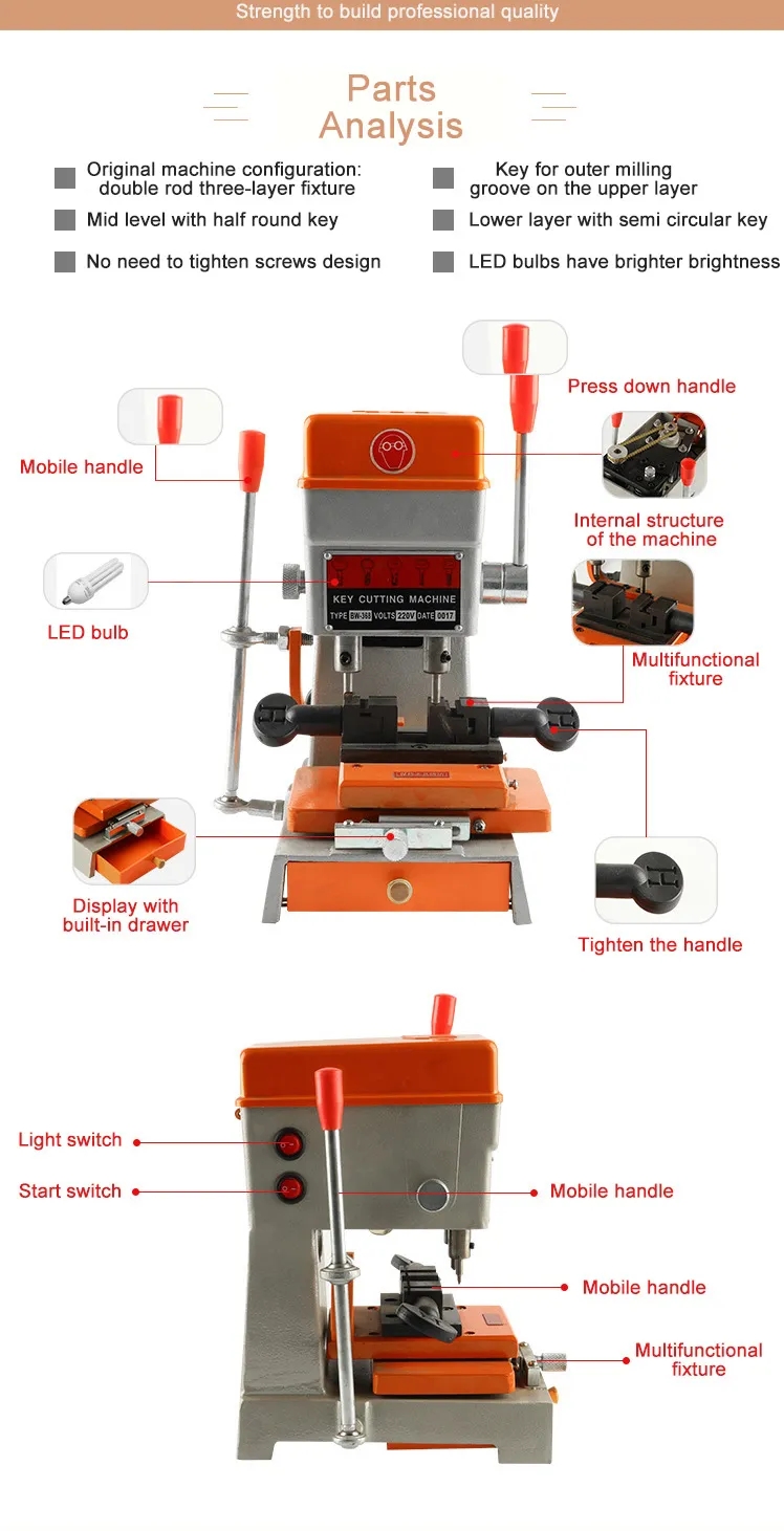 Key copying cutting Drill Machine 368A key Duplicating machine Portable ...