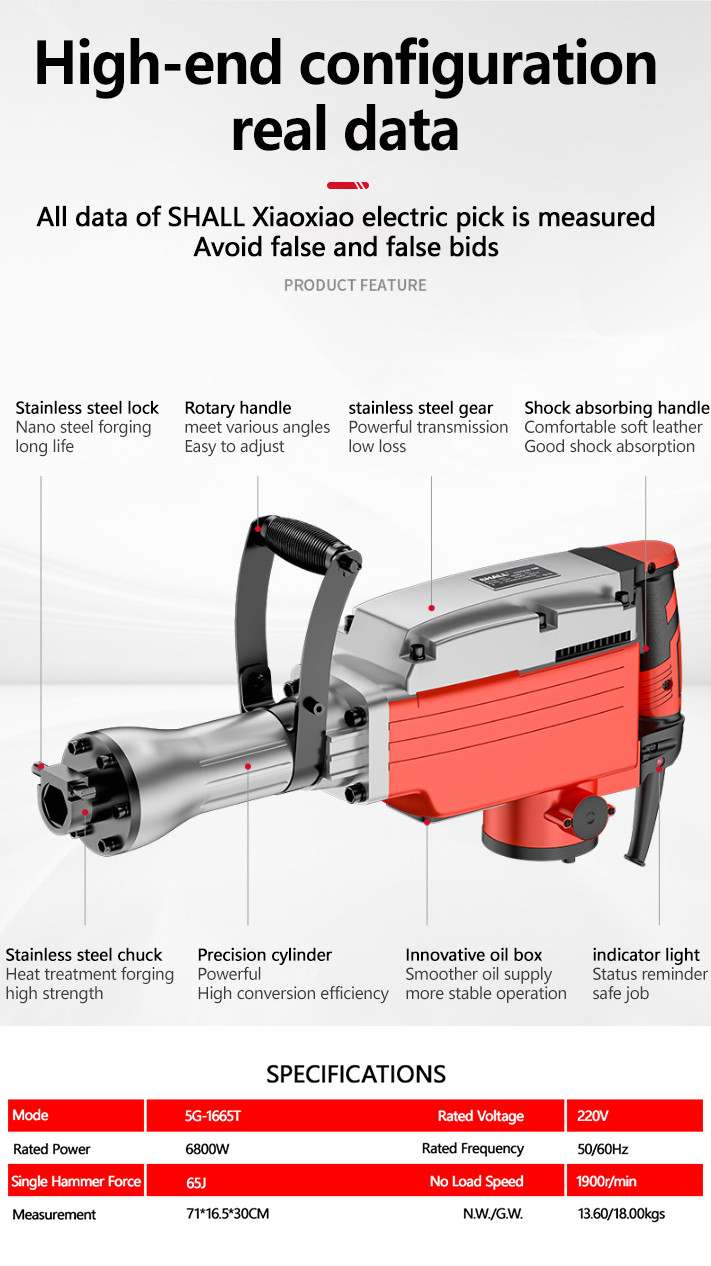 Electric Rock Drill Demolition Hammer/Blasting Jack Hammer 65J Electric Hammer Drill Bla ...