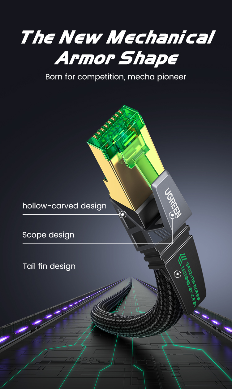 UGREEN Cat8 40Gbps Gaming Ethernet Cable 2000mhz RJ45 Nylon Braided ...