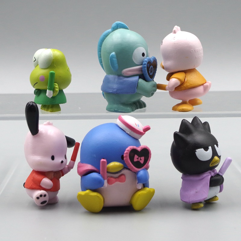 6Pcs/Set 3-5cm Sanrio Anime Figure Kuromi Pochacco Keroppi Frog Badtz ...