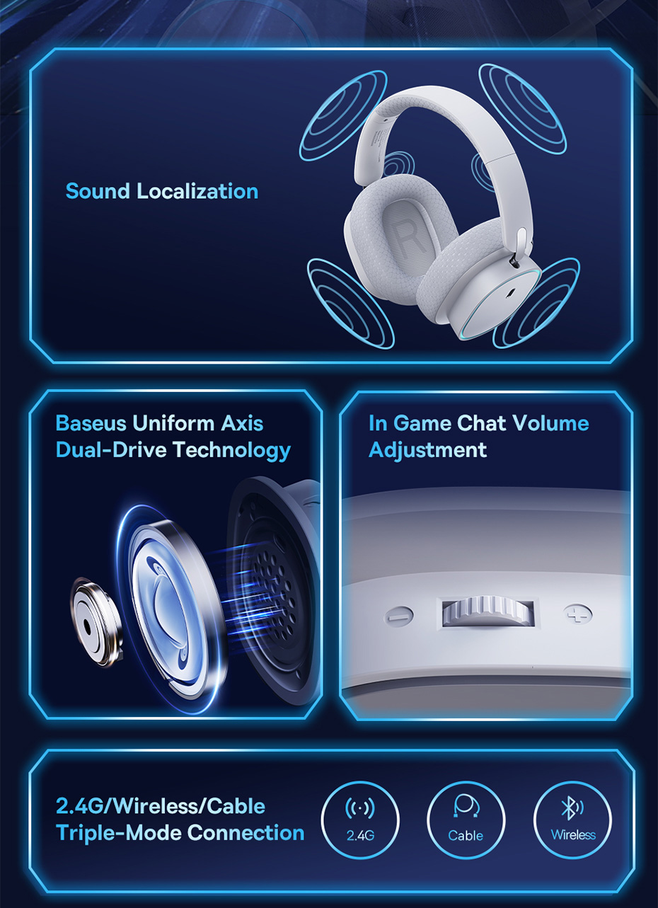 Baseus AeQur GH02 Gaming Wireless Headphones High Quality Sound 4 ...