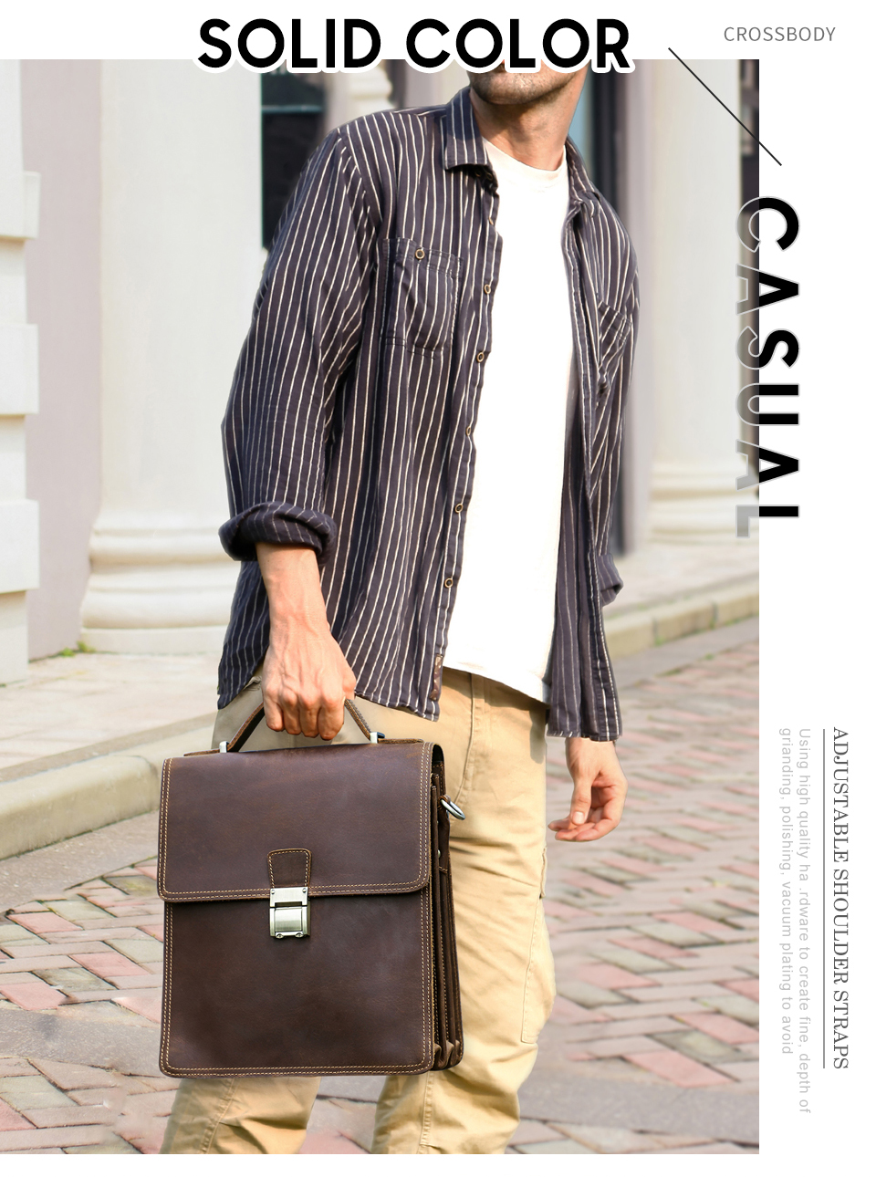 CONTACT'S Men's Bag Luxury Genuine Leather Shoulder Bag for 11'' Tablet ...