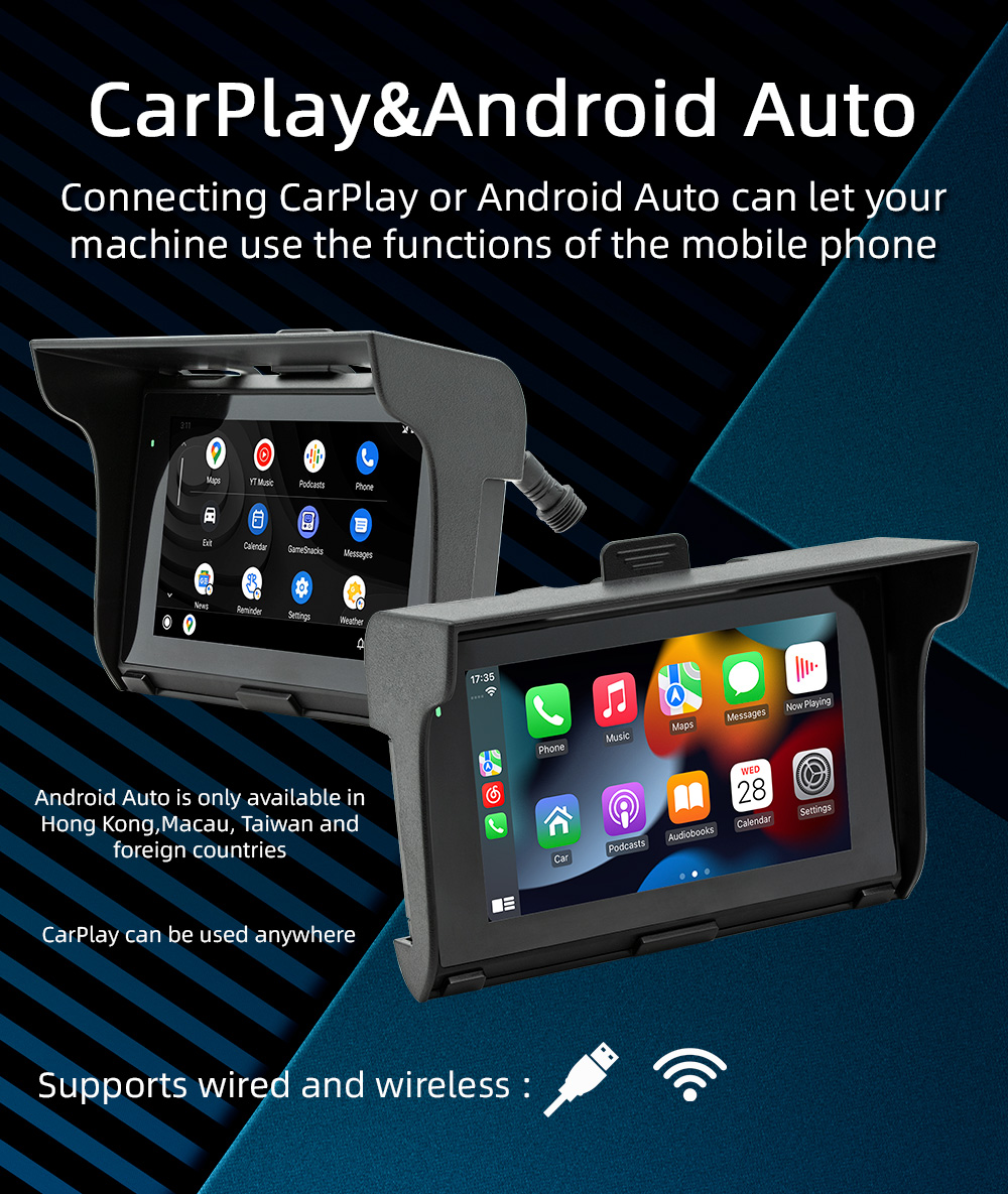 B5350 Motorcycle MP5 player 5 inches HD touch screen IP65 waterproof ...