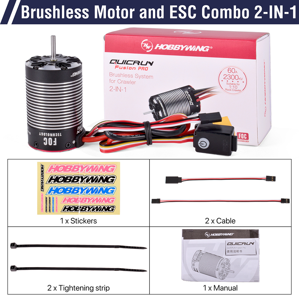 HobbyWing QuicRun Fusion Pro 540 2300KV Brushless Sensory Motor Built ...