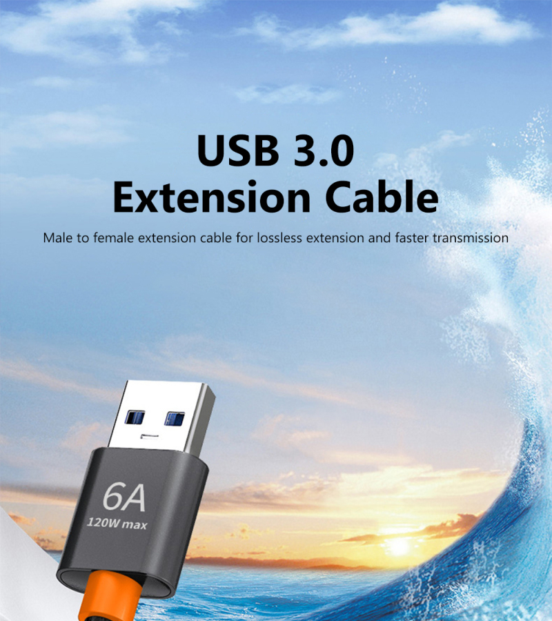 1.5M USB Extension Charging Cable Male To Female Extender Cord 6A ...