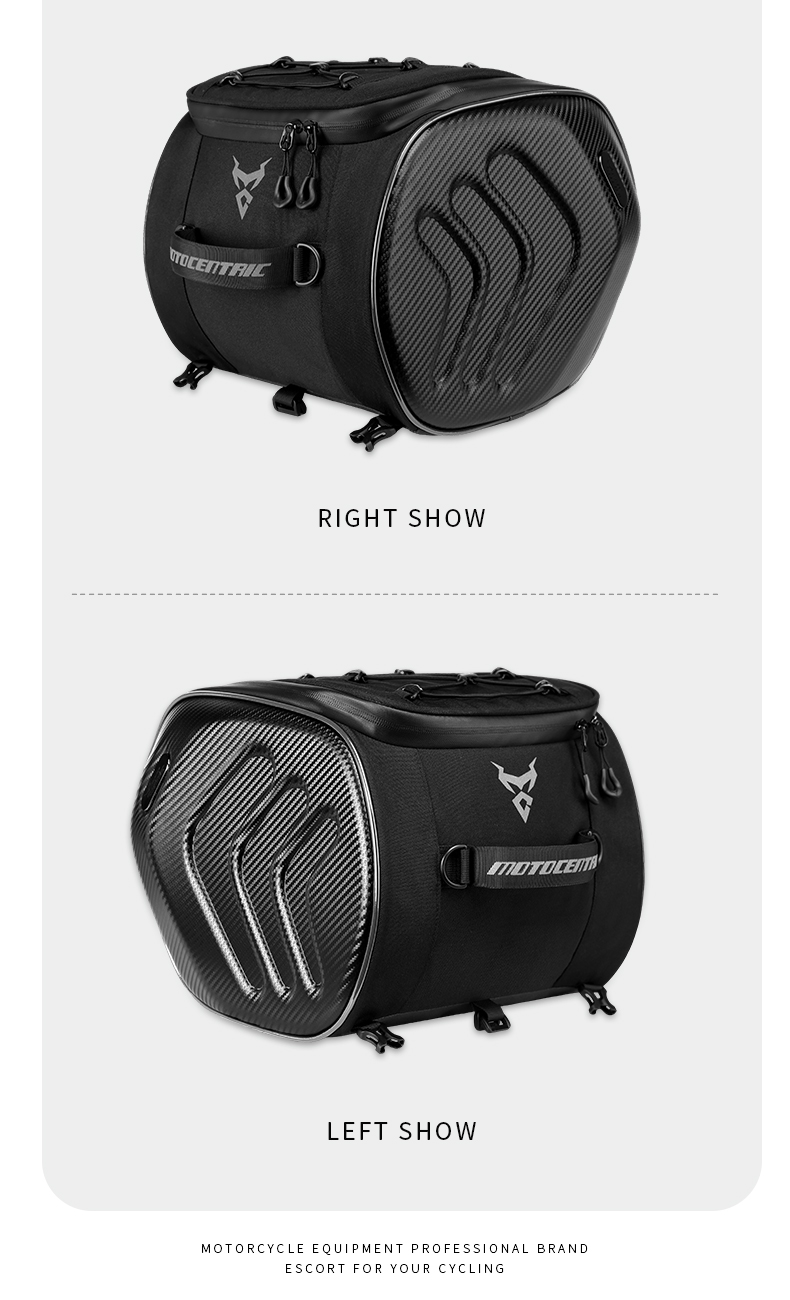 MOTOCENTRIC Carbon Fiber Motorcycle Tail Bag Waterproof Front Cross ...